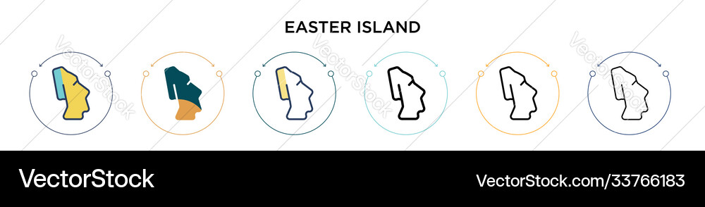 Easter island icon in filled thin line outline Vector Image