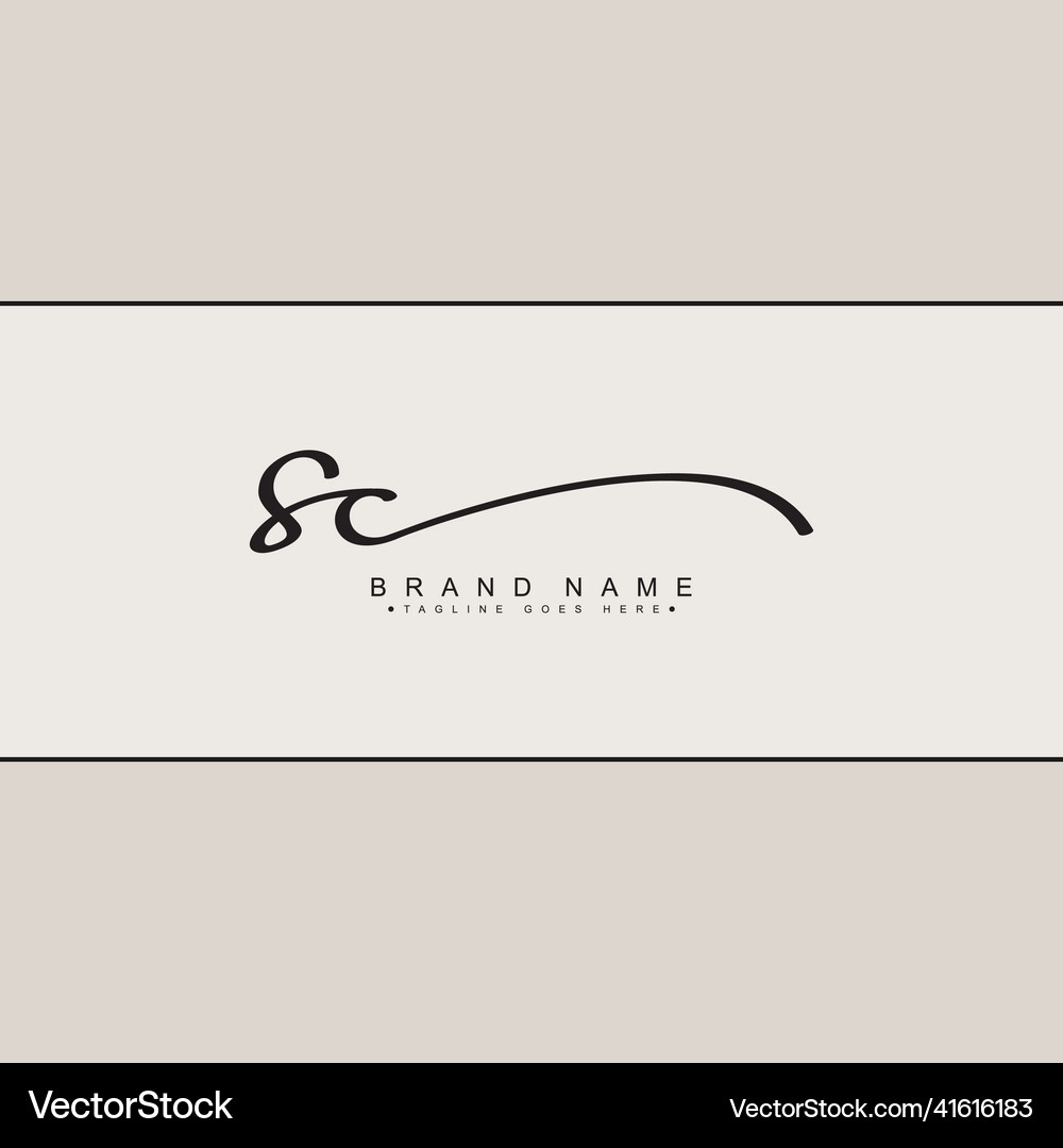 Initial letter sc logo - handwritten signature Vector Image