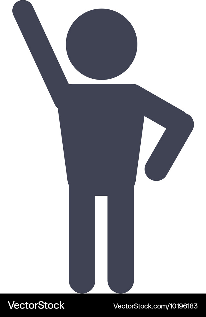 Man pictograph raising hand icon Royalty Free Vector Image