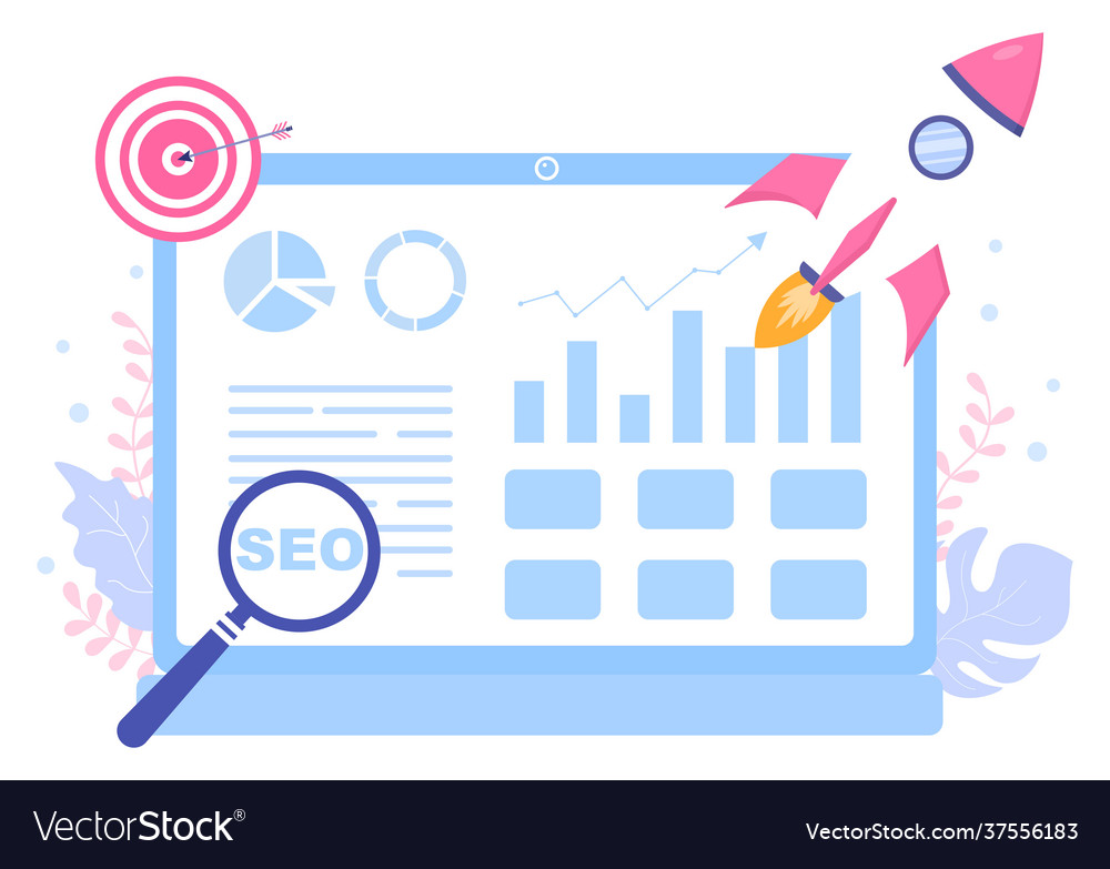 Seo optimization to search engine app development Vector Image
