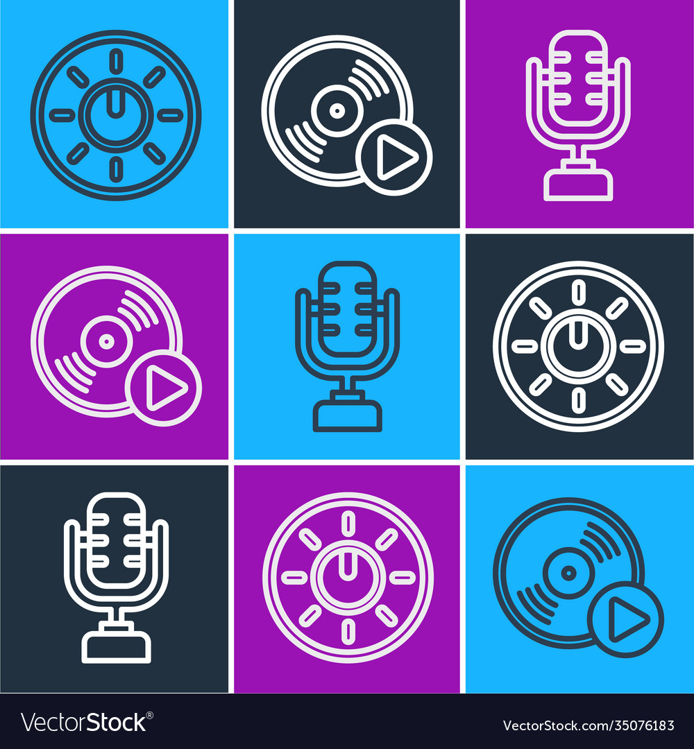Set line dial knob level technology settings Vector Image Set line dial knob level technology settings Vector Image
