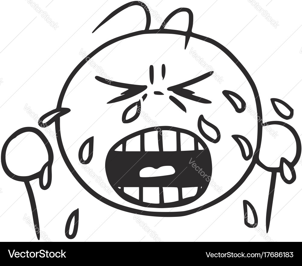 Smiley cartoon crying face tears and cry Vector Image