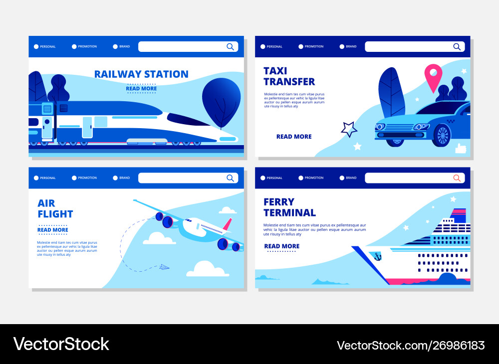 Transportation banners ferry terminal air Vector Image