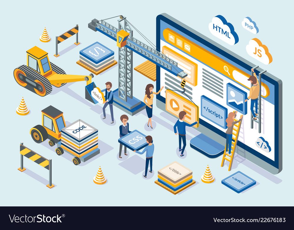 Web development people set Royalty Free Vector Image