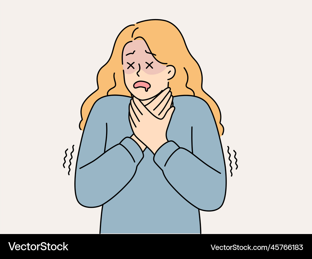 Woman has health problems and suffocates grabs Vector Image