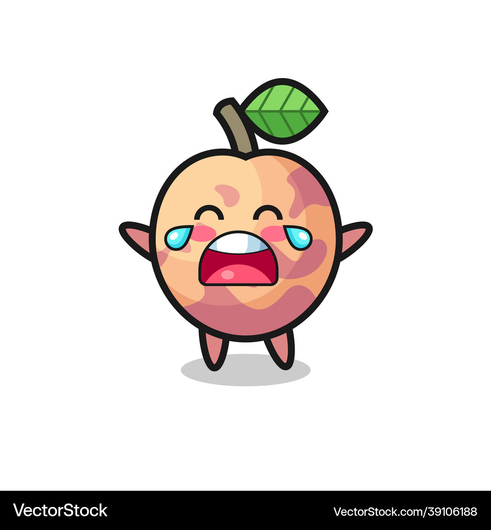 Crying pluot fruit cute baby Royalty Free Vector Image