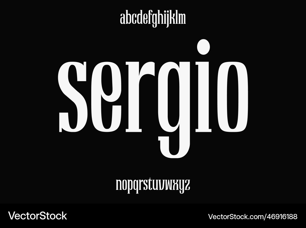Elegant lowercase condensed serif font suitable Vector Image