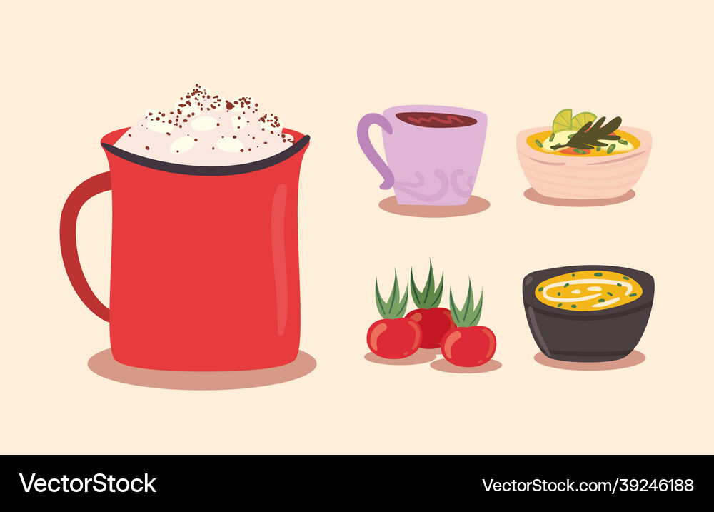 Five home food icons Royalty Free Vector Image