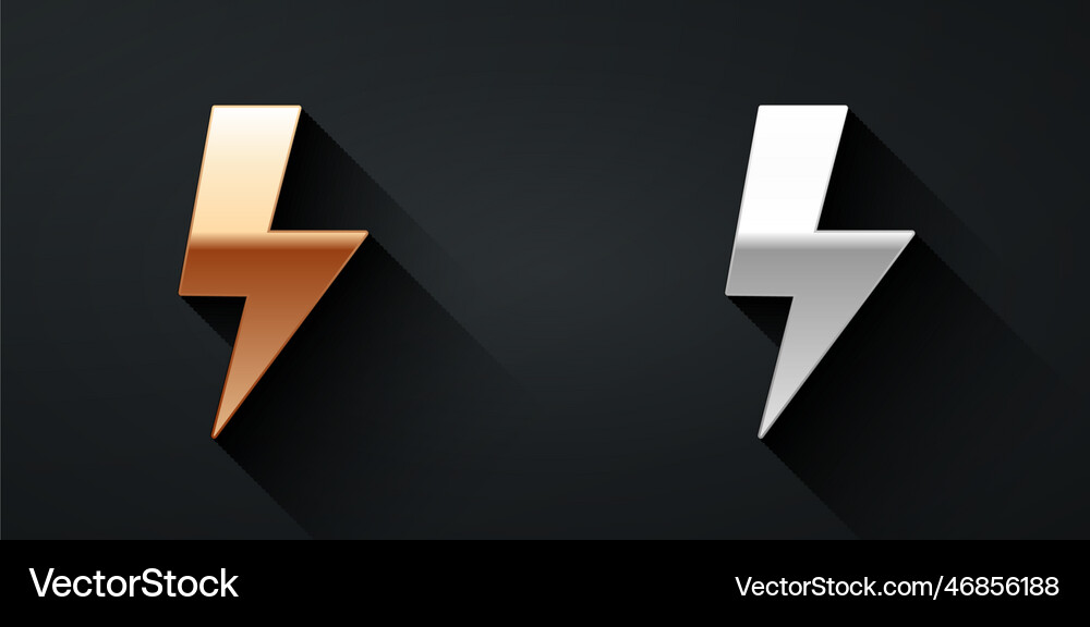 Gold and silver lightning bolt icon isolated Vector Image