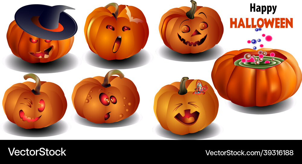 Halloween pumpkin set Royalty Free Vector Image