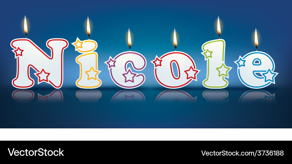 NICOLE written with burning candles Royalty Free Vector