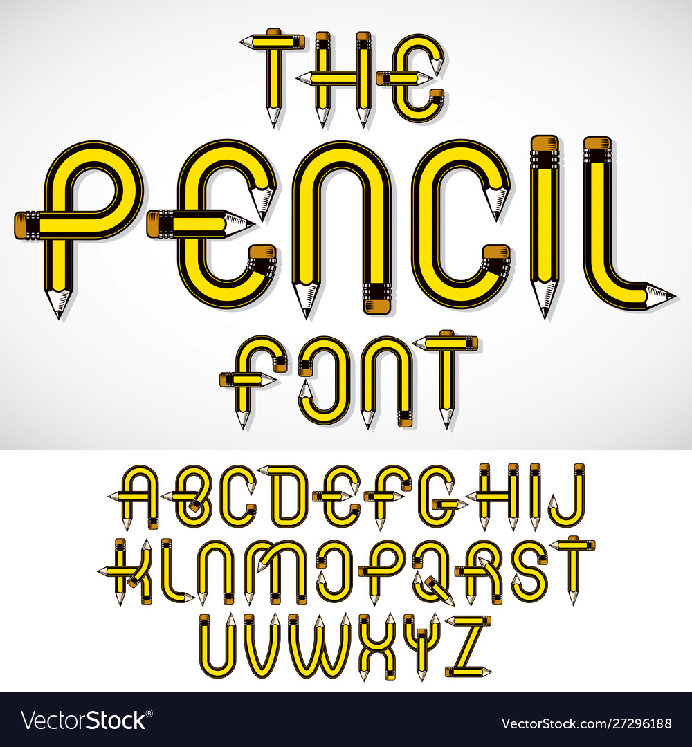 School theme pencils design font for use Vector Image