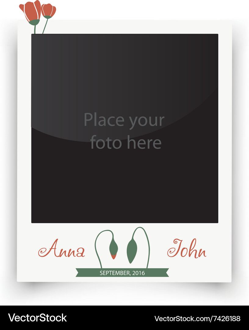 Vintage wedding frame with flowers template Vector Image