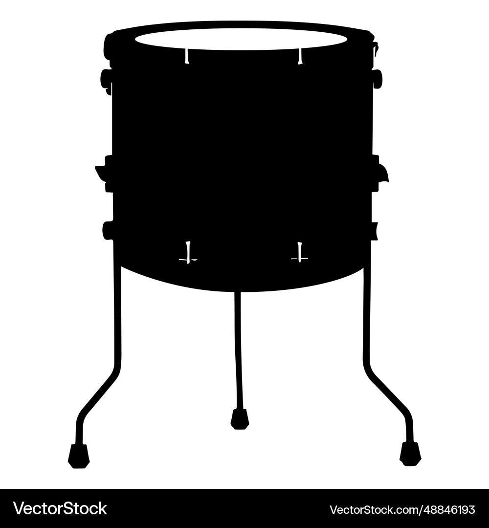 Floor tom musical instrument silhouette Royalty Free Vector