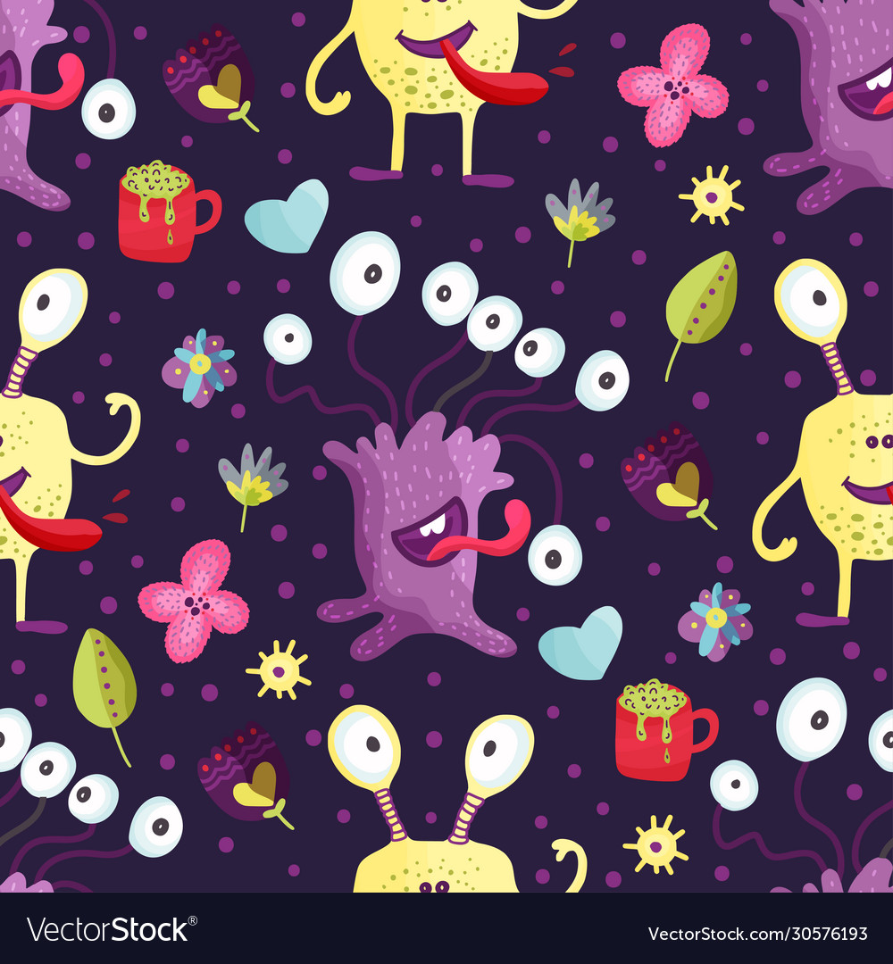 Monster seamless pattern Royalty Free Vector Image