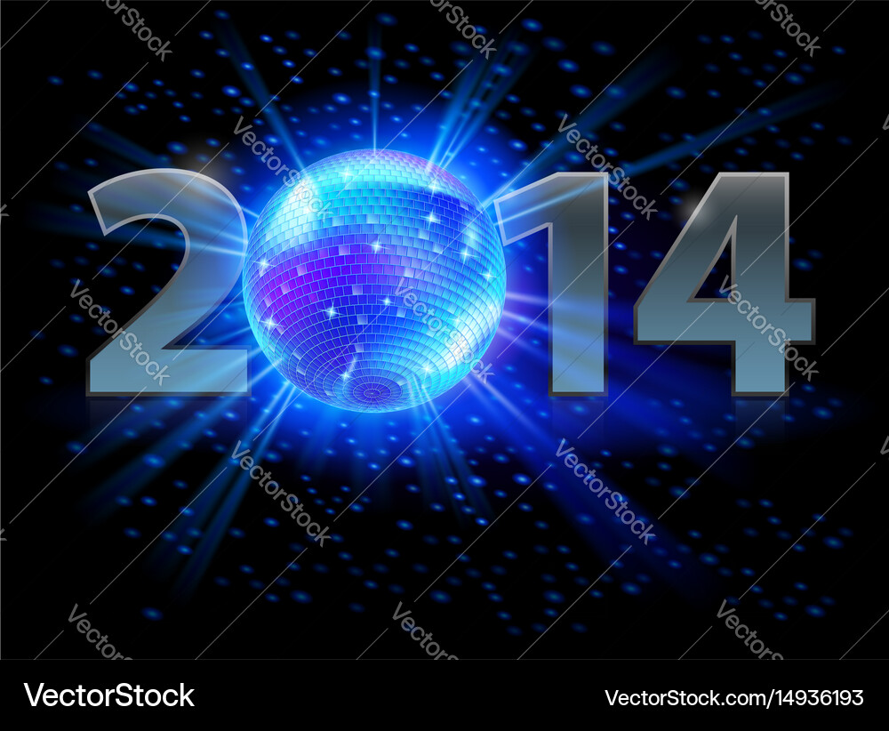 New year 2014 metal numerals with disco ball Vector Image