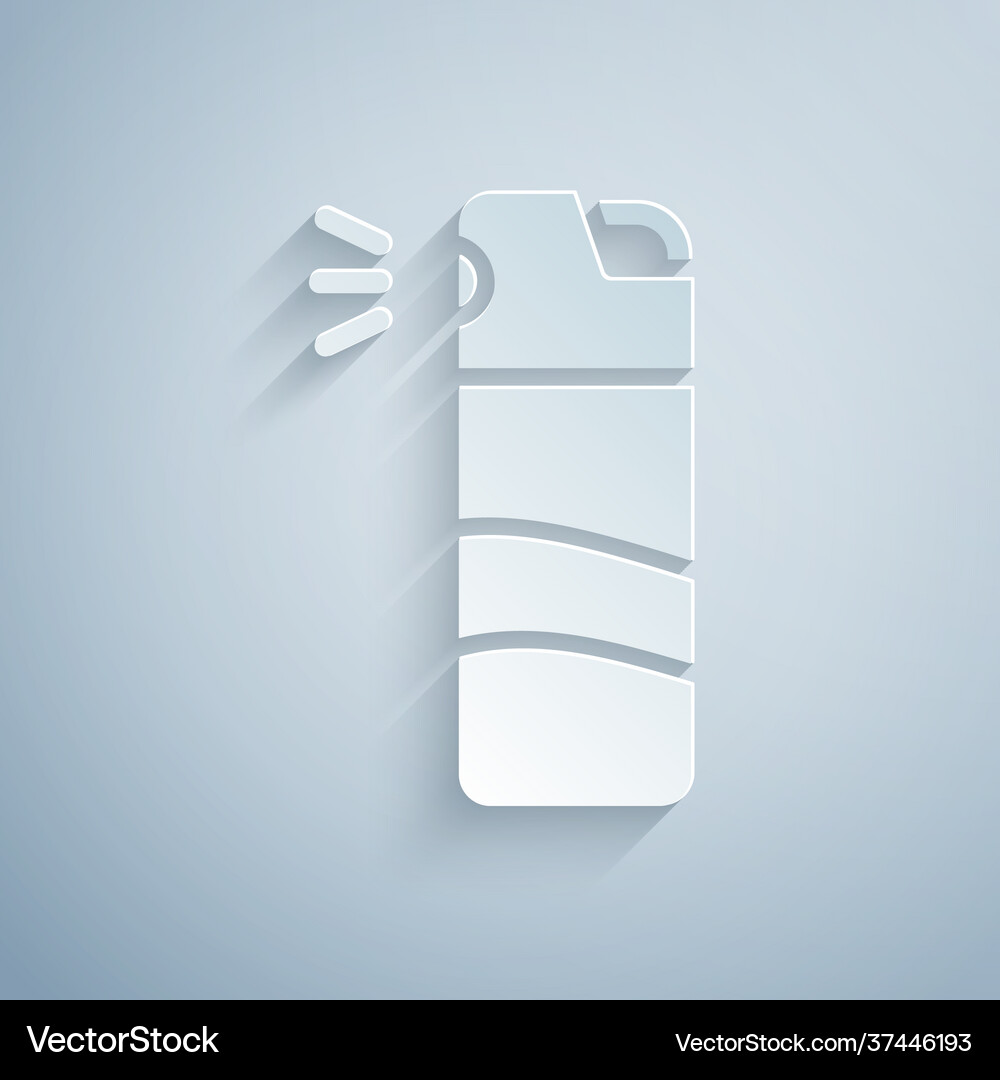 Paper cut pepper spray icon isolated on grey Vector Image
