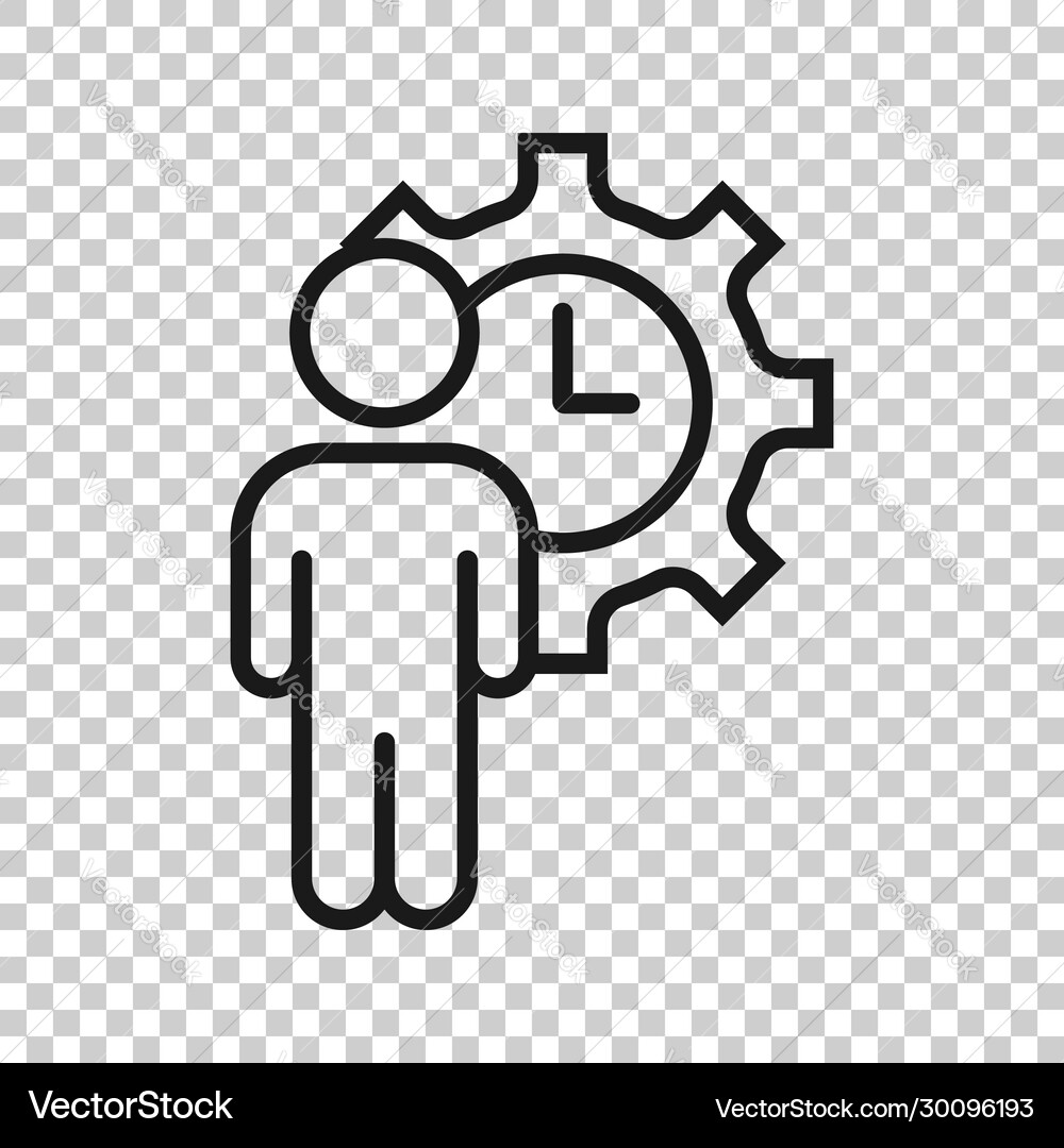 People and clock icon in flat style gear Vector Image