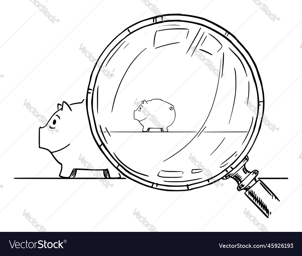 Savings Looks Smaller During Inflation Cartoon Vector Image