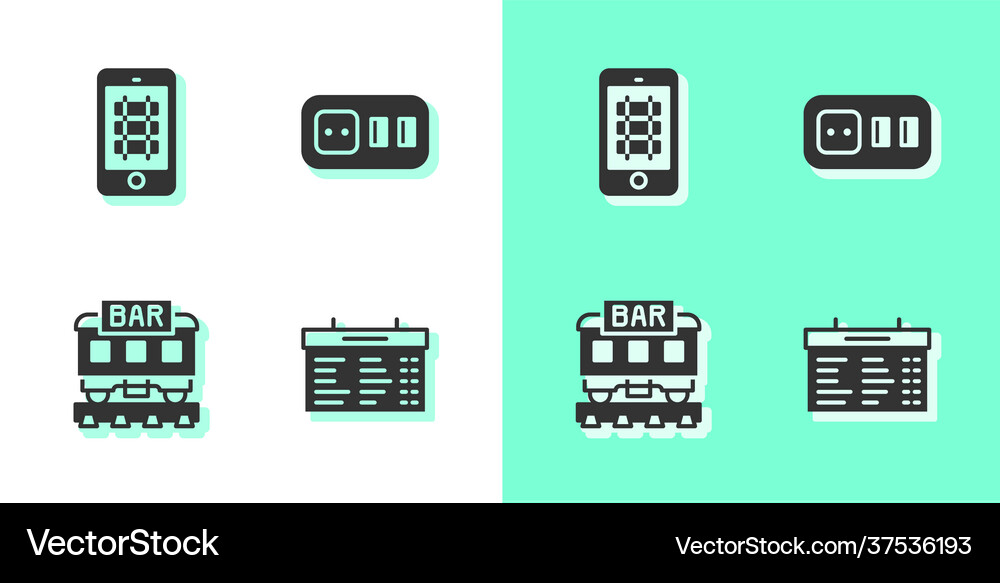 Set train station board buy train ticket online Vector Image
