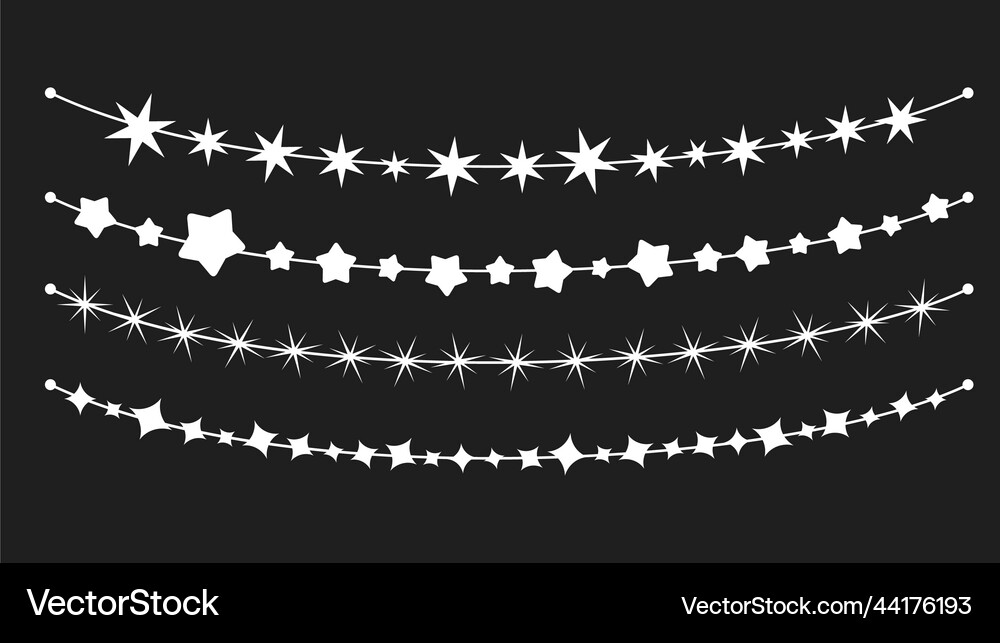 Stars garlands set different star on ropes Vector Image