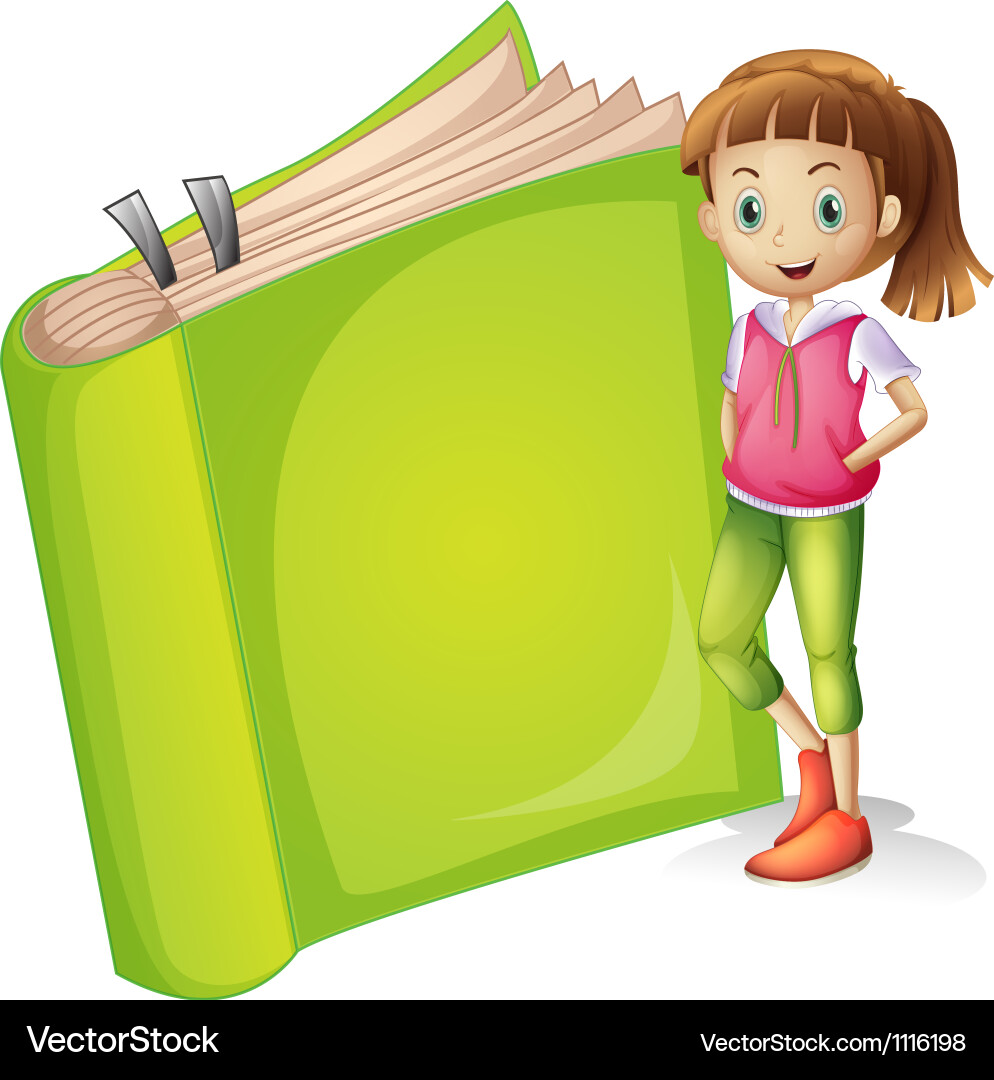 A girl and book Royalty Free Vector Image - VectorStock