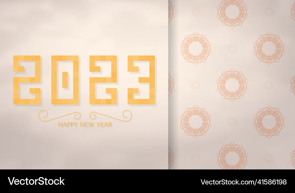 Beige new year 2023 banner with monogram Vector Image