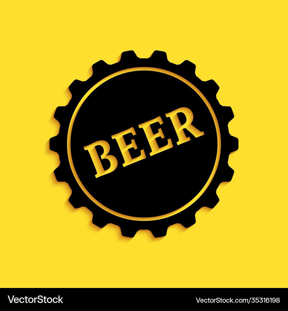 Black bottle cap with beer word icon isolated Vector Image