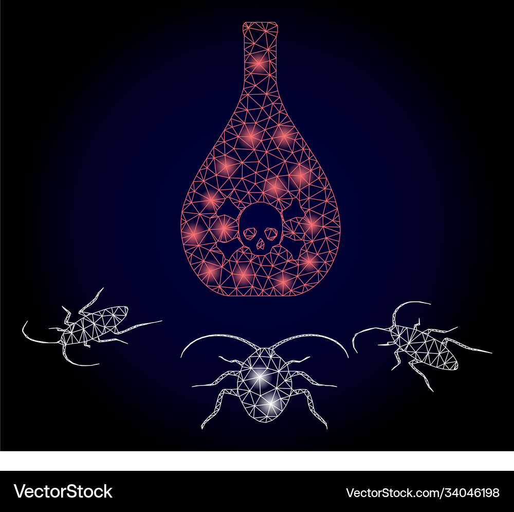 Bright polygonal net cockroach poison with light Vector Image