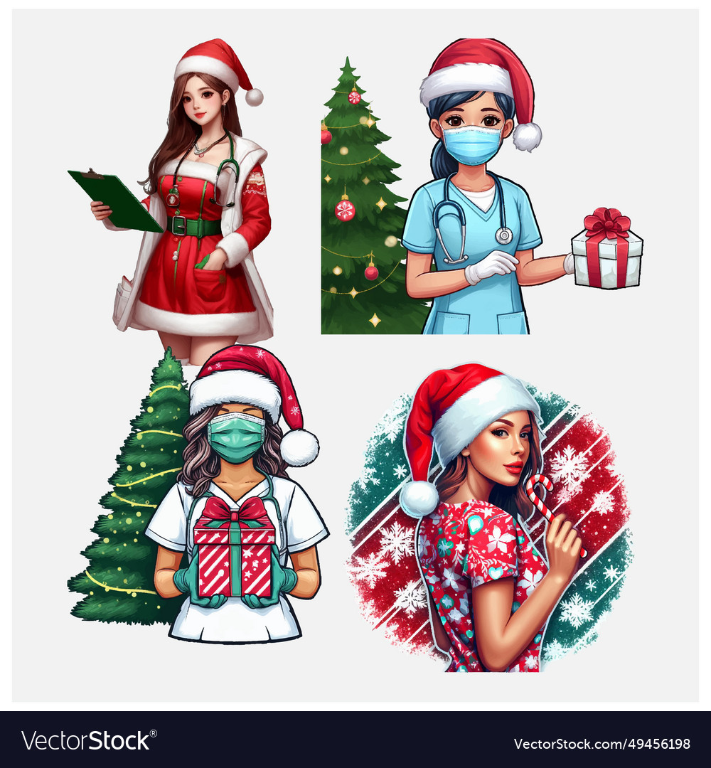 Christmas nurse file Royalty Free Vector Image