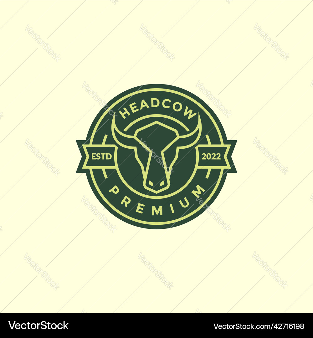 Colored polygon head cow badge logo design Vector Image