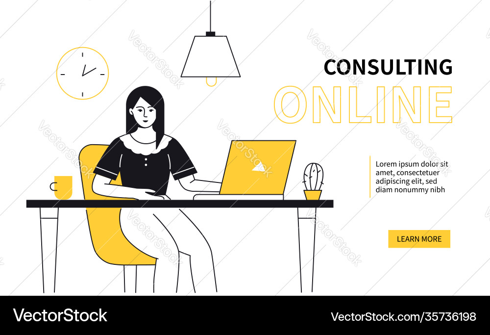 Consulting online - colorful line design style web