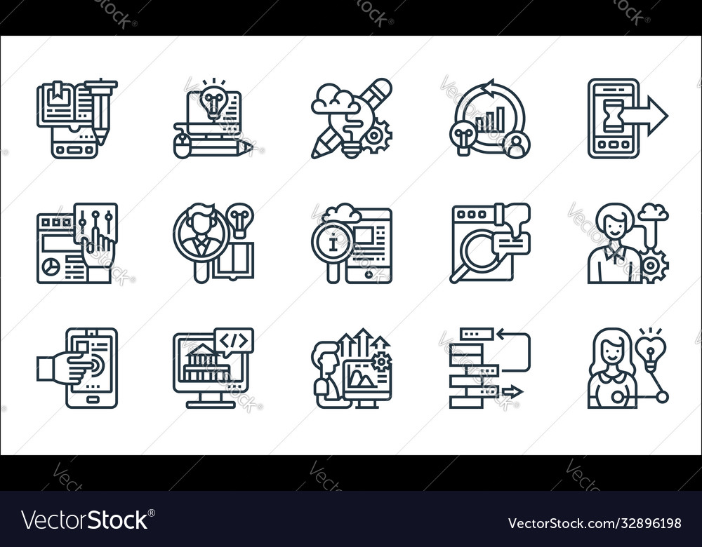 Digital transformation line icons linear set Vector Image