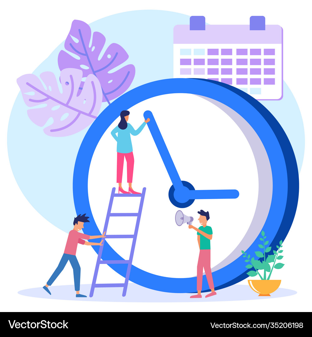 Graphic cartoon character time management Vector Image