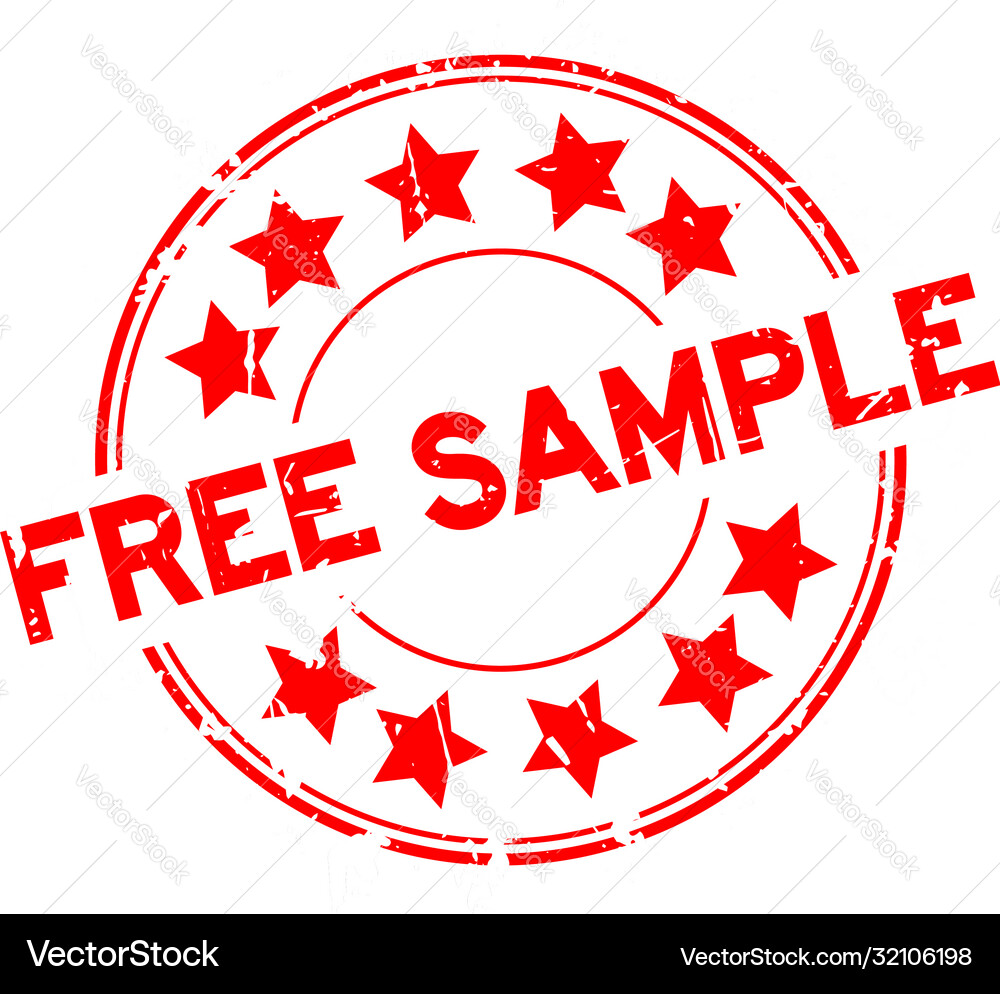 Grunge red free sample with star icon round Vector Image