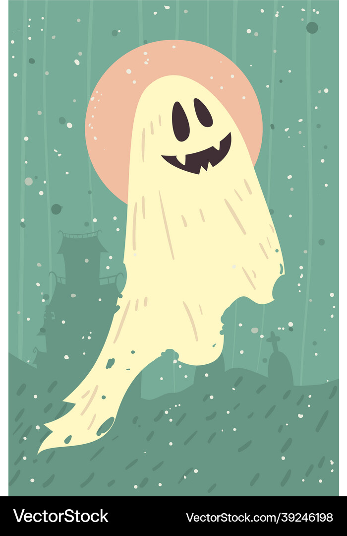Halloween ghost floating Royalty Free Vector Image