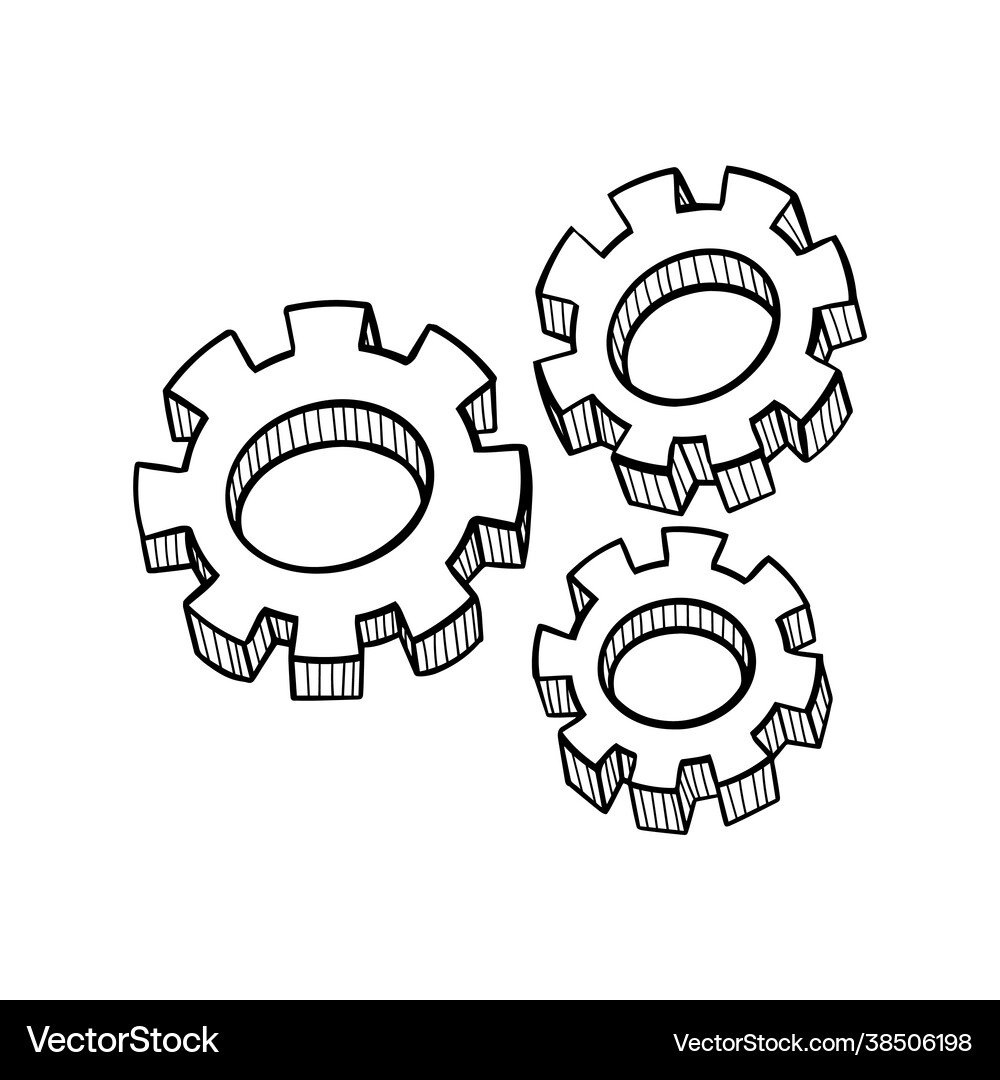 Hand drawn gear isolated on white background Vector Image