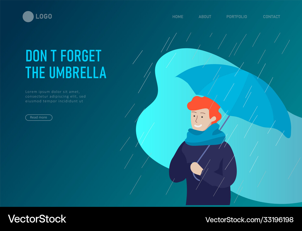 Landing page template for weather forecast Vector Image