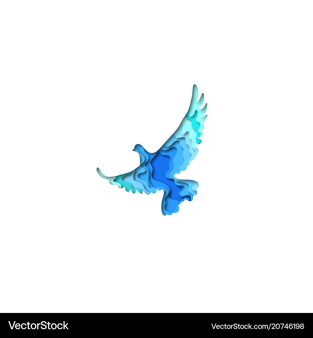 Paper cut pigeon shape 3d origami Royalty Free Vector Image