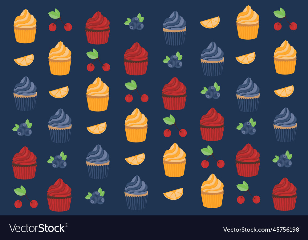 Set of cupcakes different colors and flavors Vector Image