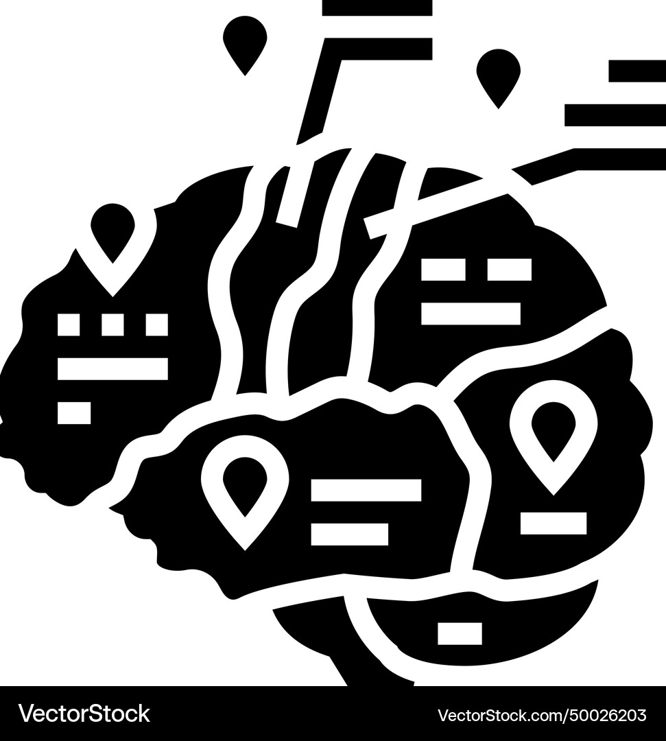 Brain mapping neuroscience neurology glyph icon Vector Image