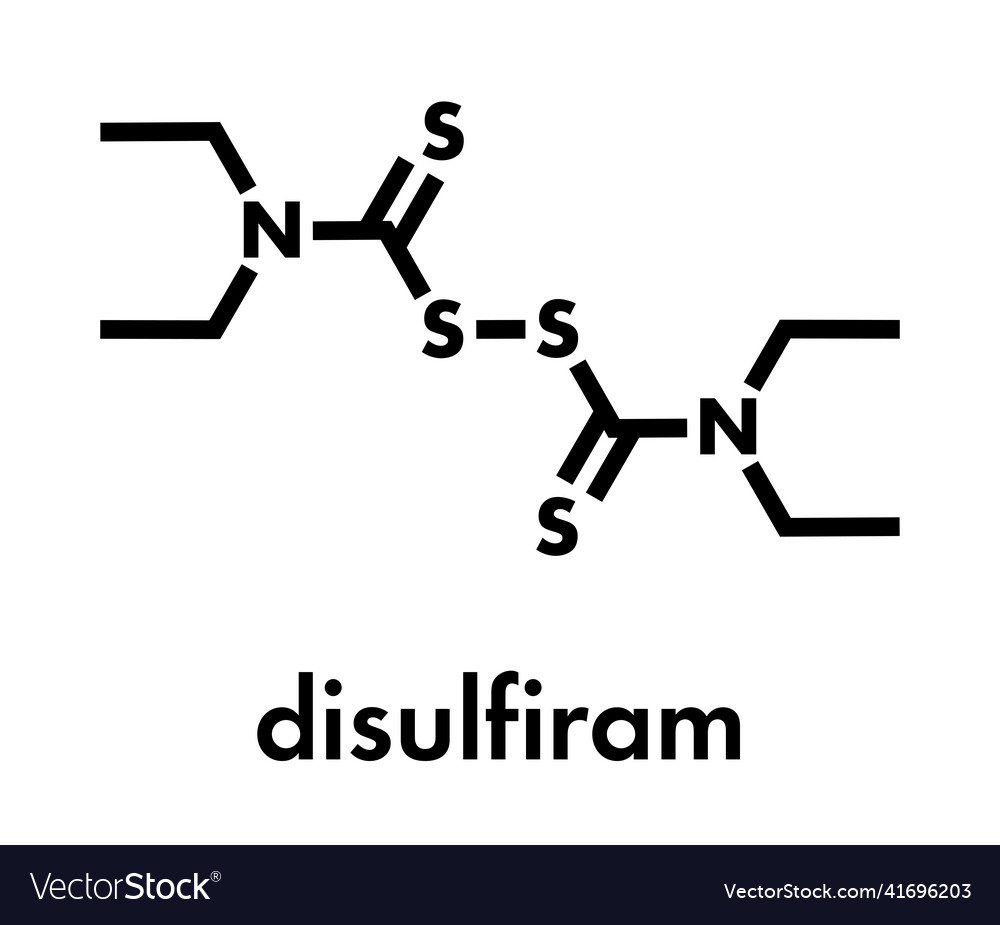 Disulfiram alcoholism treatment drug molecule Vector Image Disulfiram alcoholism treatment drug molecule Vector Image