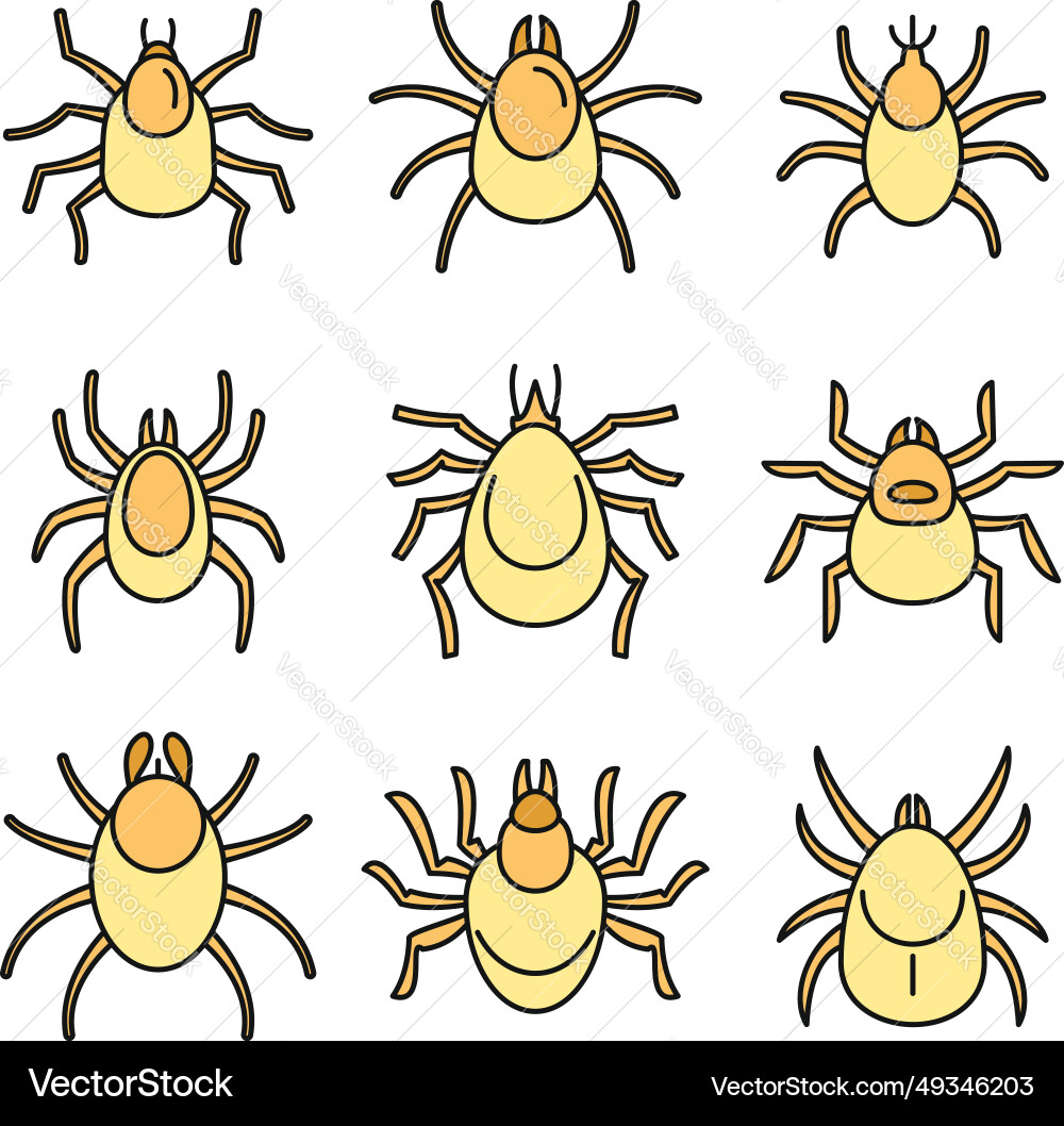 Dust mite icons set color Royalty Free Vector Image