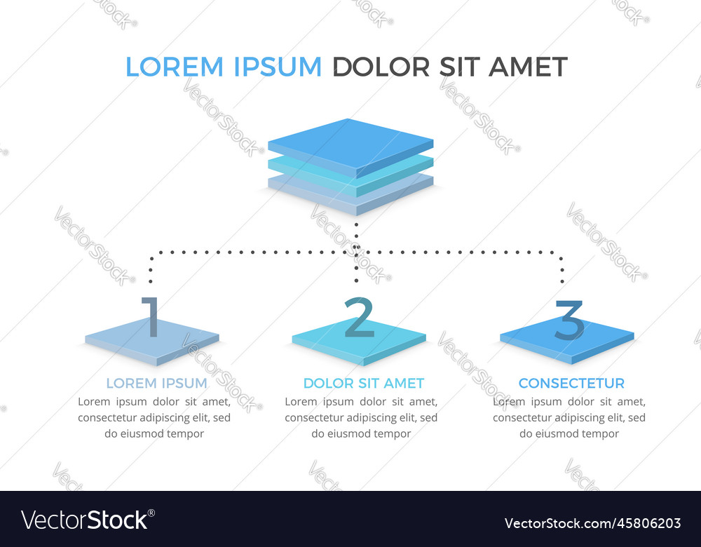 Flowchart with 3 elements Royalty Free Vector Image