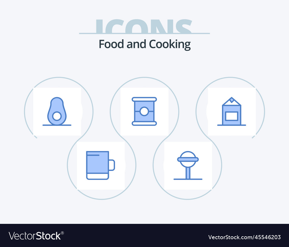 Food blue icon pack 5 icon design pack Royalty Free Vector