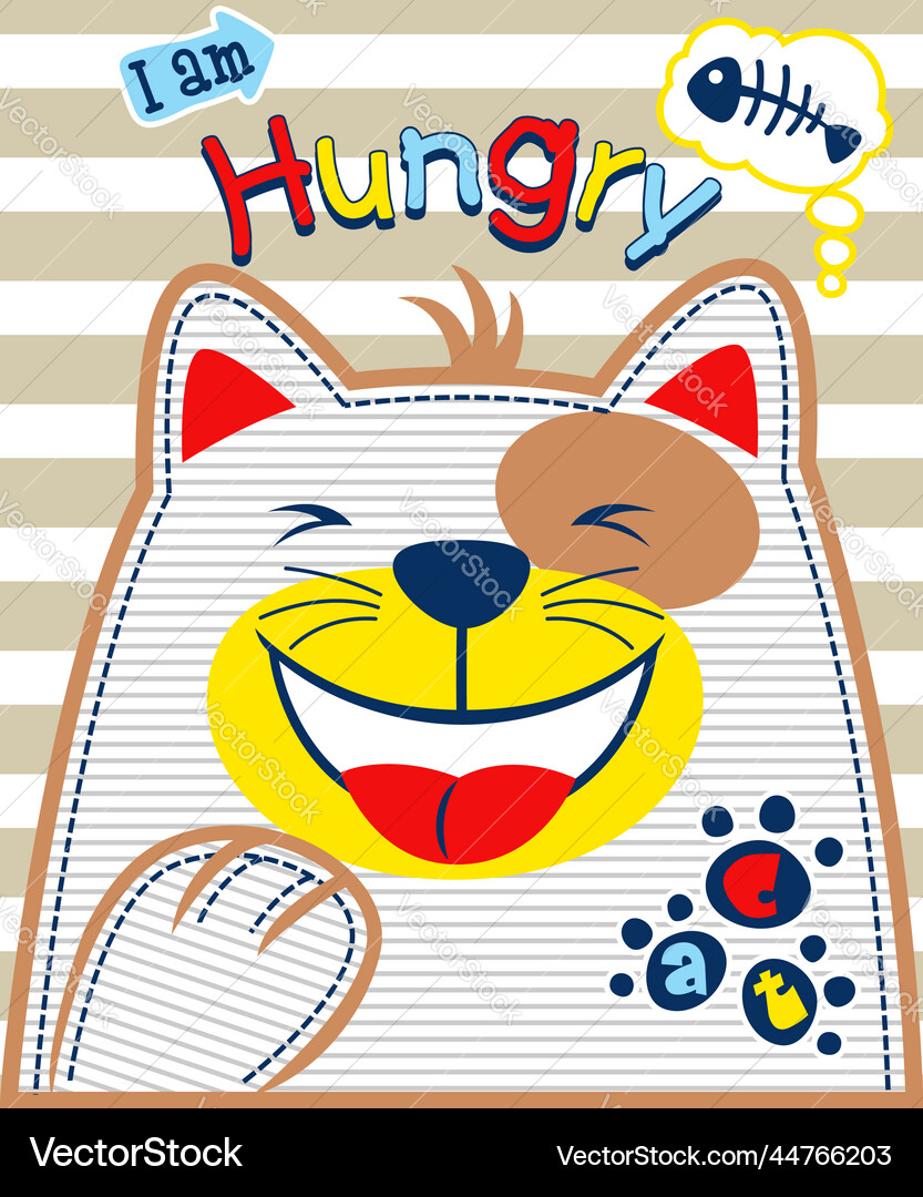 Funny cat artistic cartoon with fishbone Vector Image