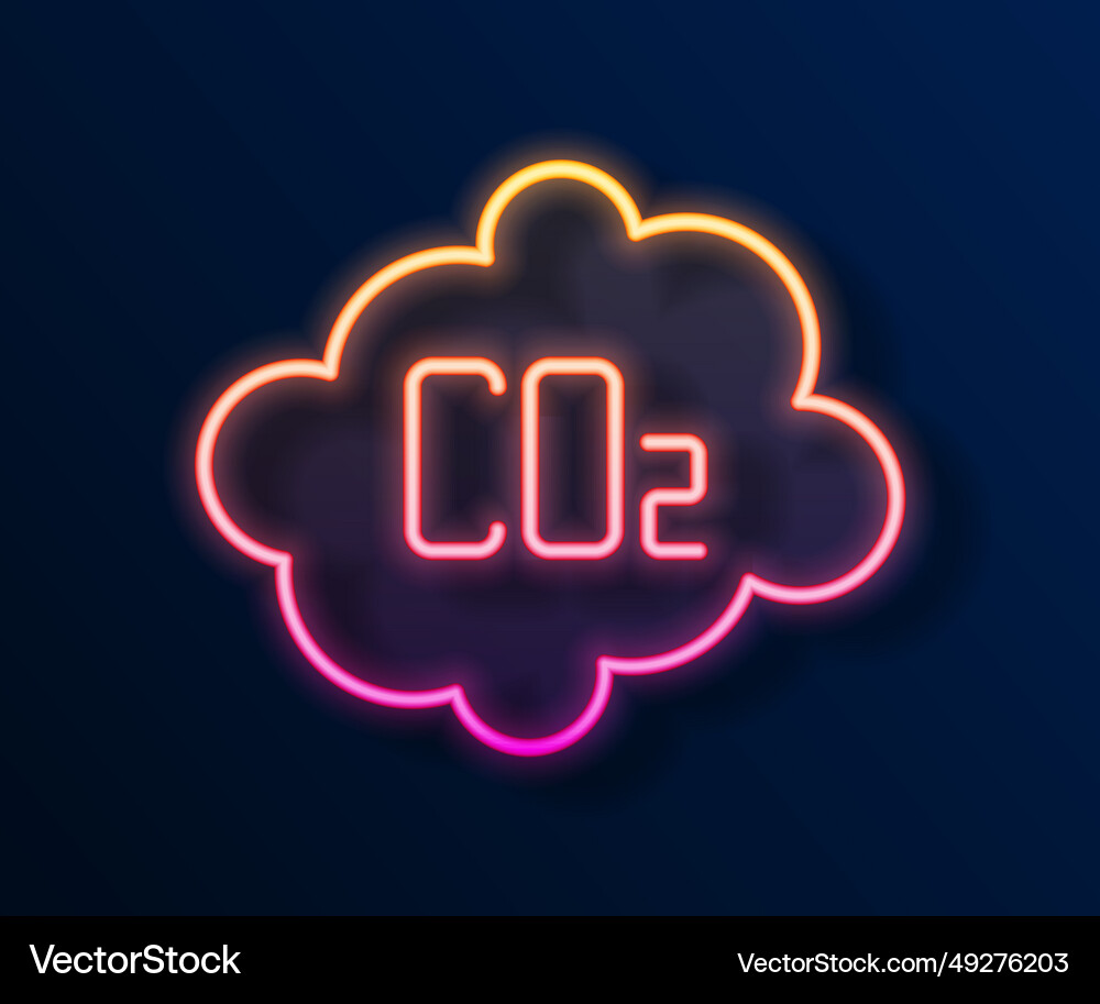 Glowing neon line co2 emissions in cloud icon Vector Image