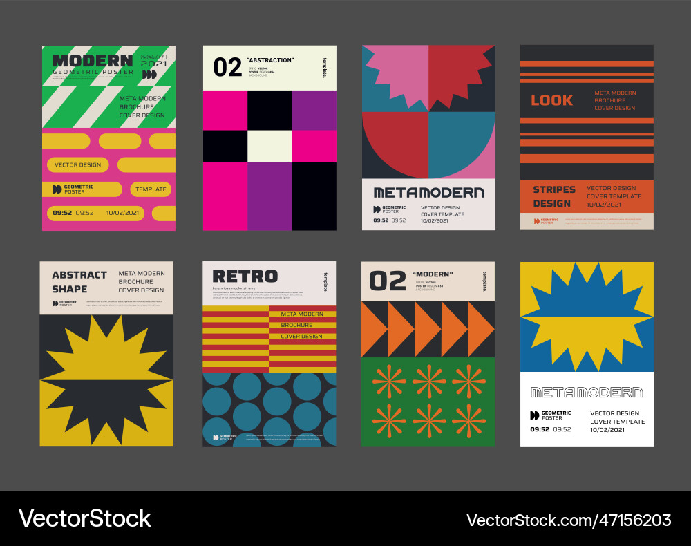 Modern aesthetics posters collection swiss design Vector Image