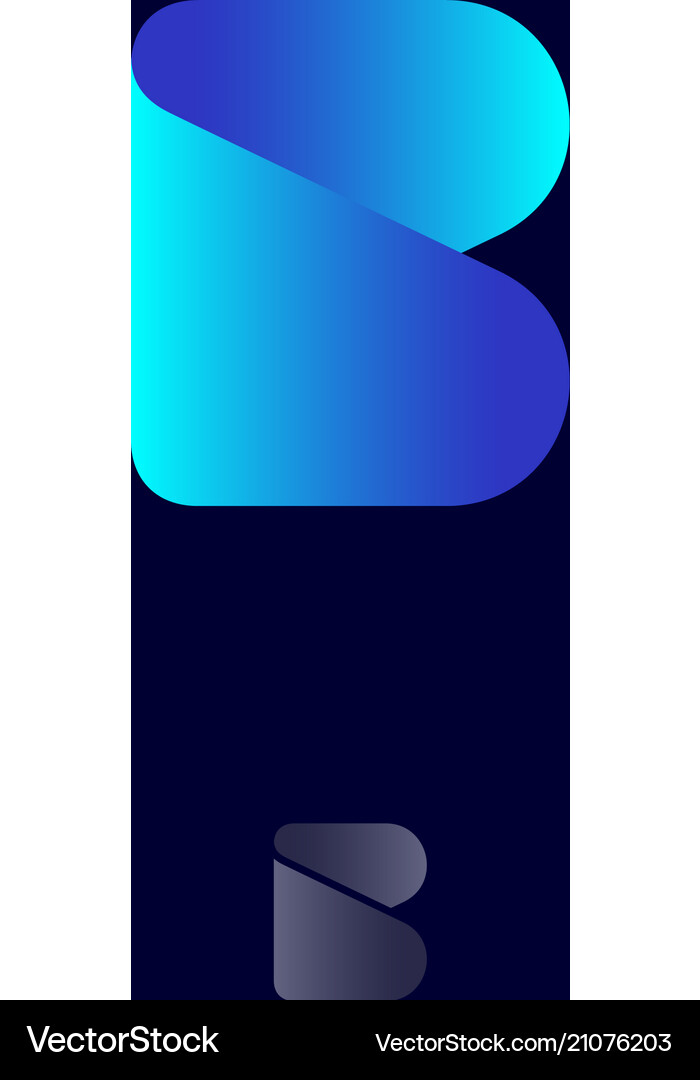 Origami B Monogram Logo - Blue & Ribbon Vector Image