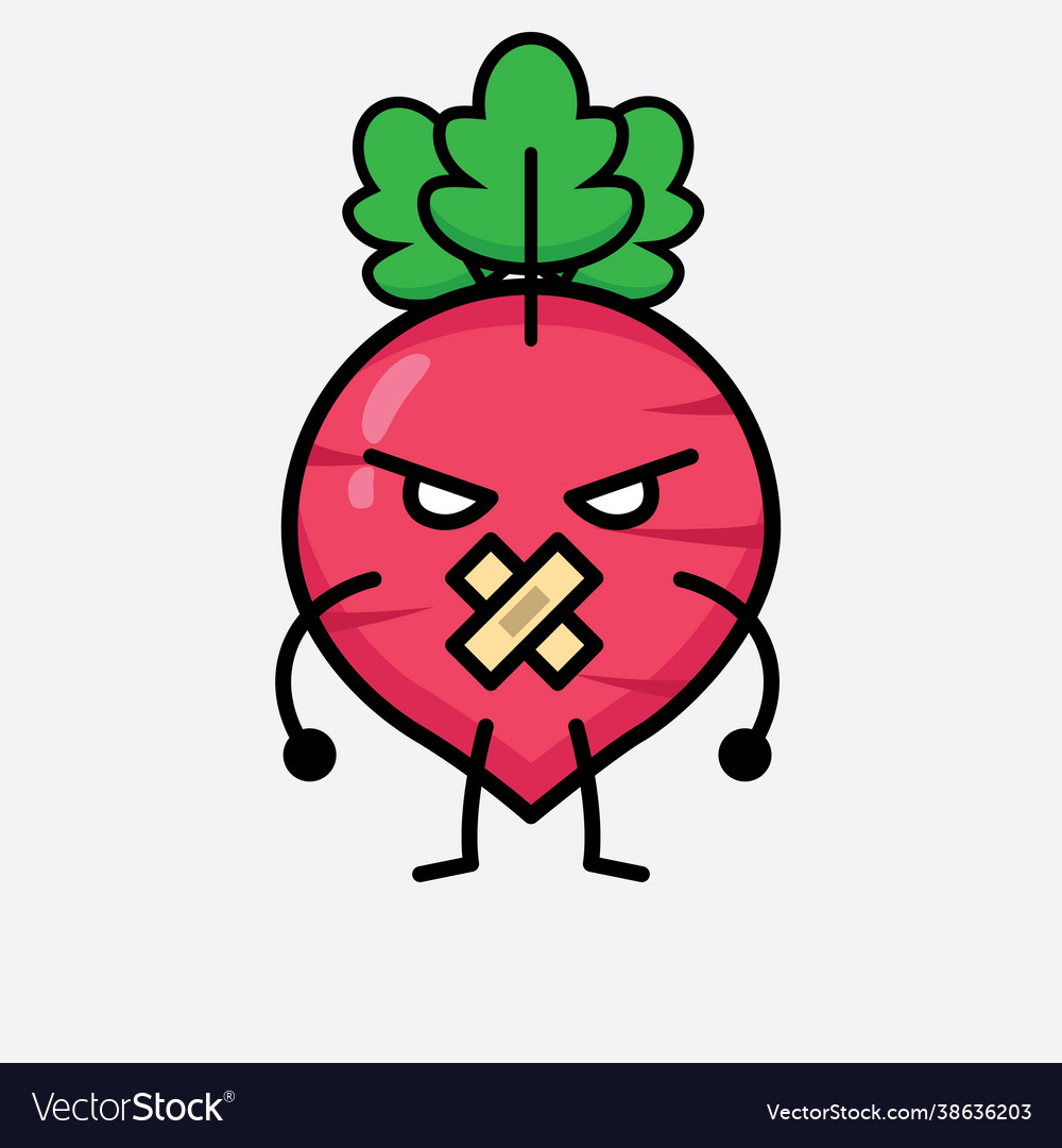 Red radish character with cute face and simple Vector Image